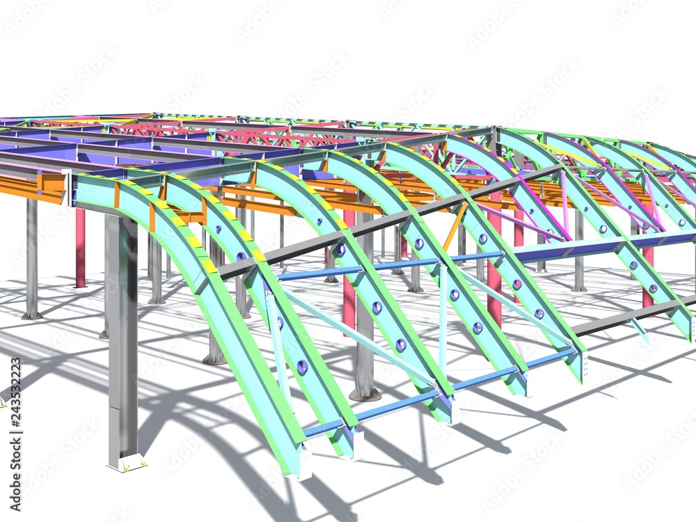 BIM model of metal structure. The building is made of metal structures ...