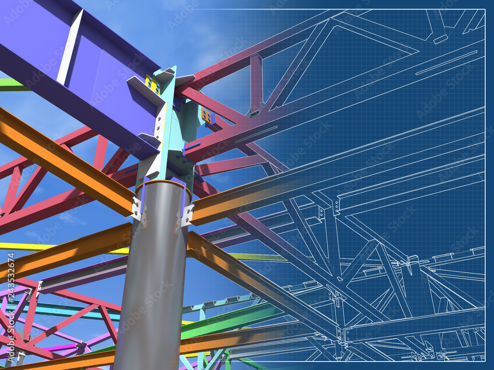 BIM model of metal structure. The building is made of metal structures ...