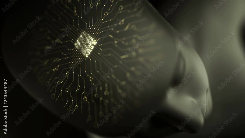 Artificial brain made of microprocessor with electrical connections and binary pulses ...