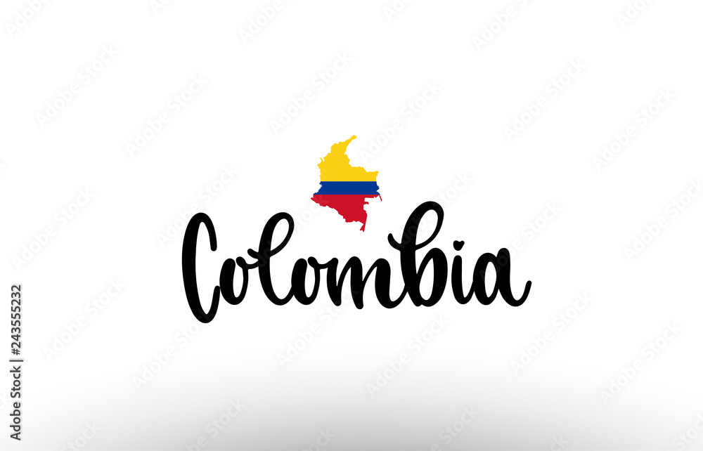 Colombia country big text with flag inside map concept logo Stock ...