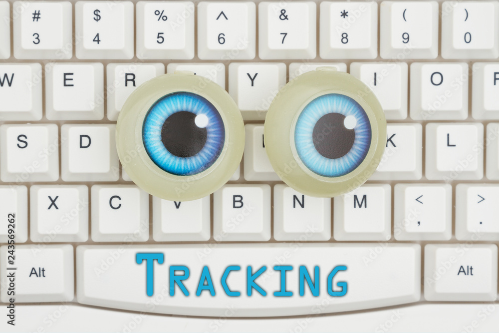 Being tracked on the internet with googly eyes on a keyboard Stock ...