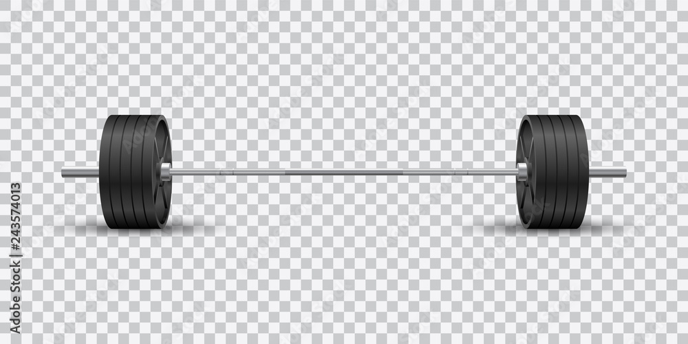 Beautiful realistic fitness vector front view of an olympic barbell ...