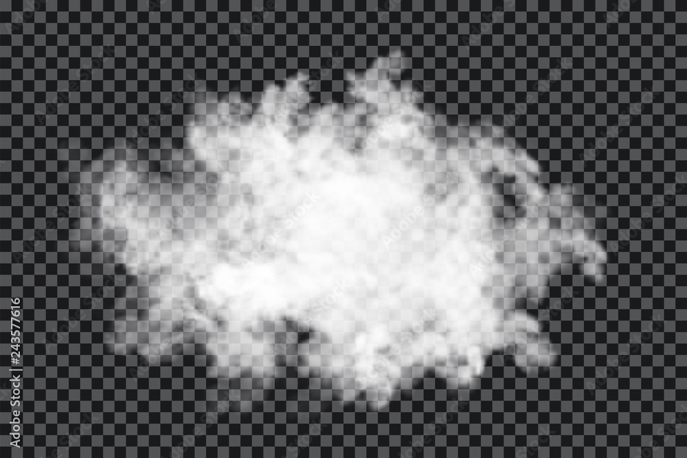 Smoke cloud on transparent background. Realistic fog or mist texture isolated on background ...