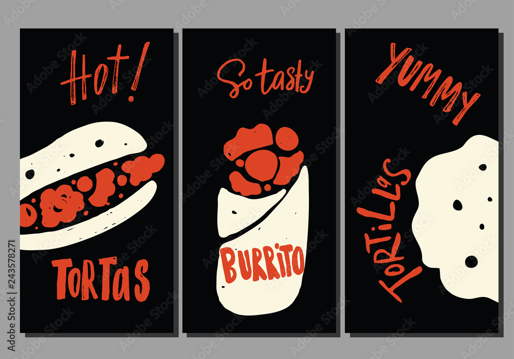 Set of vector flyers template with illustration of different mexican ...