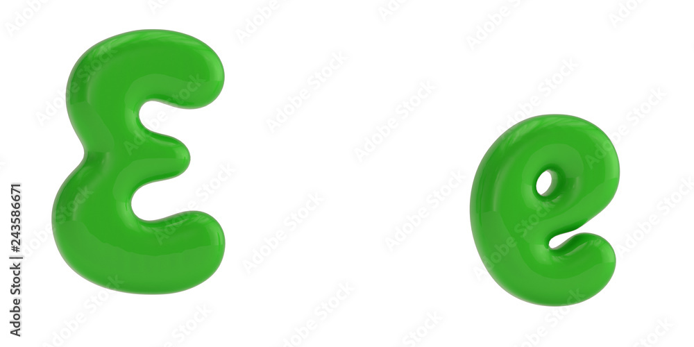 Color fat cartoon alphabet letter e isolated on white background. 3D ...