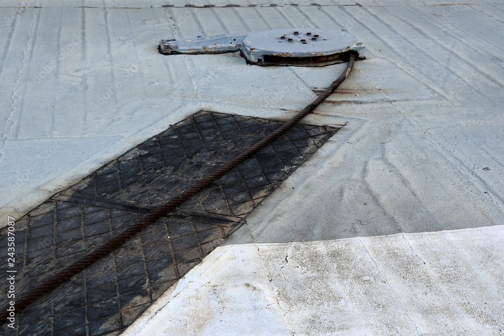 Catch cable on an aircraft carrier to land aircraft Stock Photo | Adobe ...