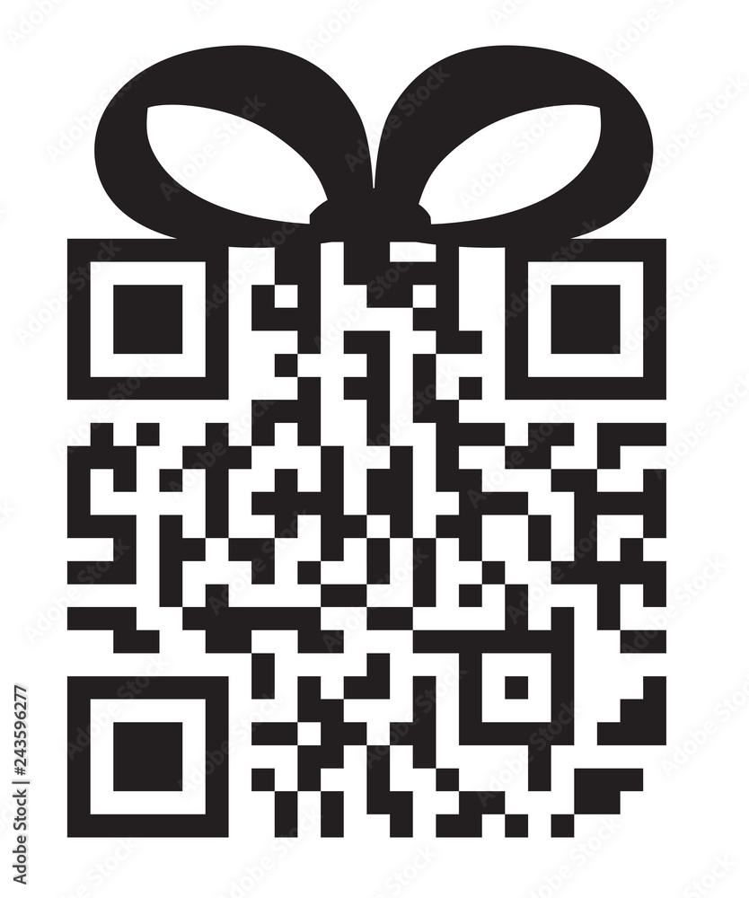 QR Code Gift Box Digital Data For Shopping Vector Illustration Isolated ...
