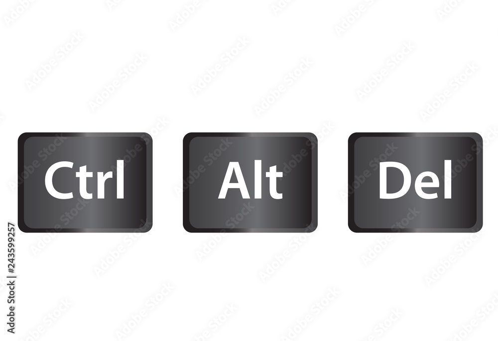 Ctrl, Alt and Del on white background. flat style. keyboard shortcut ... Ctrl, Alt and Del on white background. flat style. keyboard shortcut ...