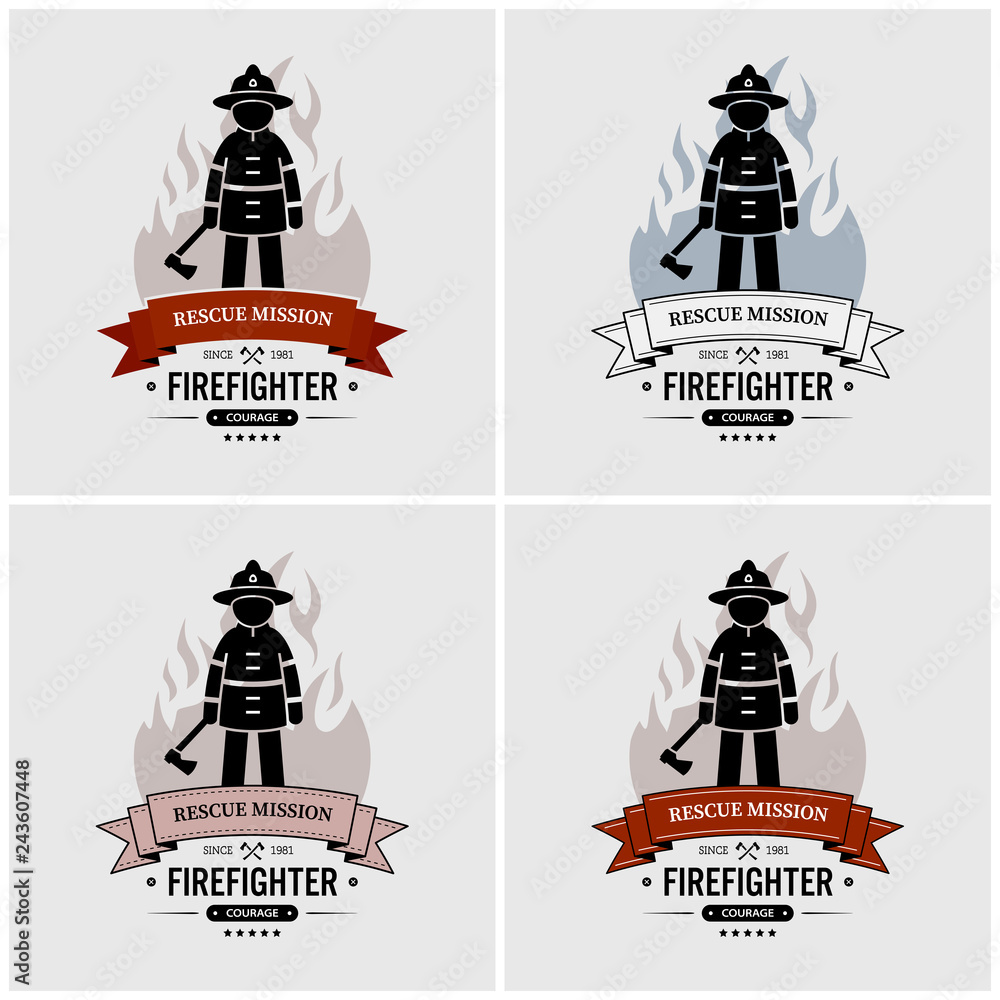 Fireman logo design. Vector artwork of fire station or fire department ...