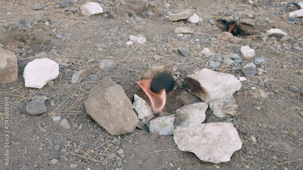 Flames of Chimera Mount from the underground. Fire from the natural gas ...