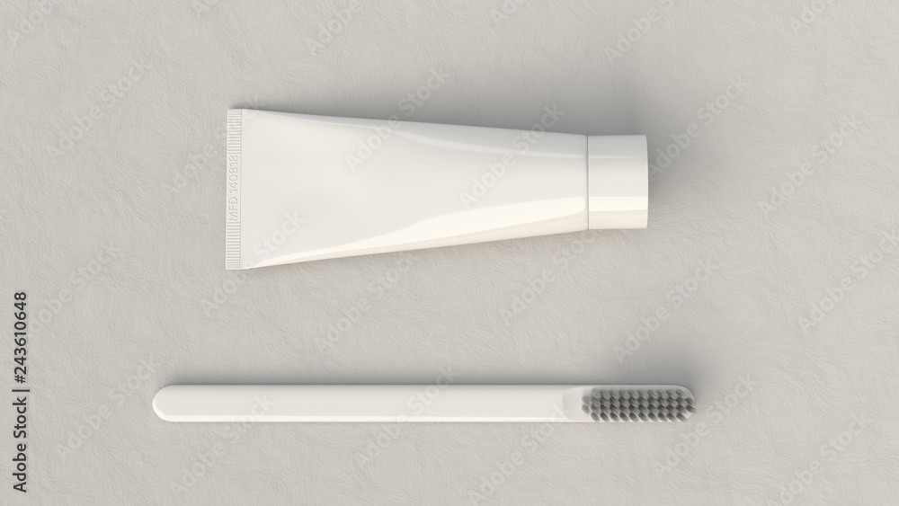 Blank white tube of toothpaste and toothbrush Stock Illustration ...