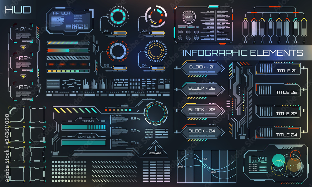 HUD UI for Business App. Futuristic User Interface HUD and Infographic ...