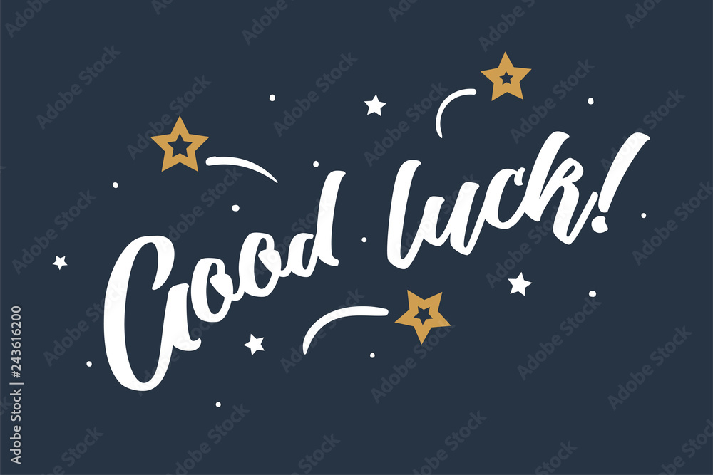 Good luck. Beautiful greeting card poster, calligraphy white text Word ...
