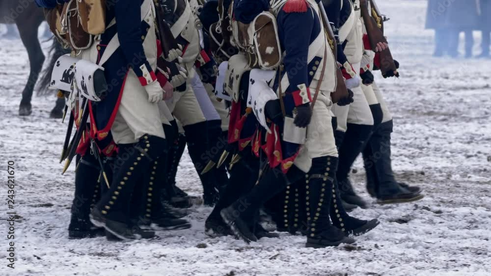Napoleonic soldiers of Grande Armee marching vídeo de Stock | Adobe Stock