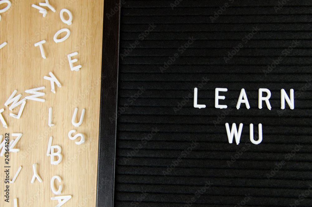 Learn WU CHinese, simple sign on black background, great for teachers ...