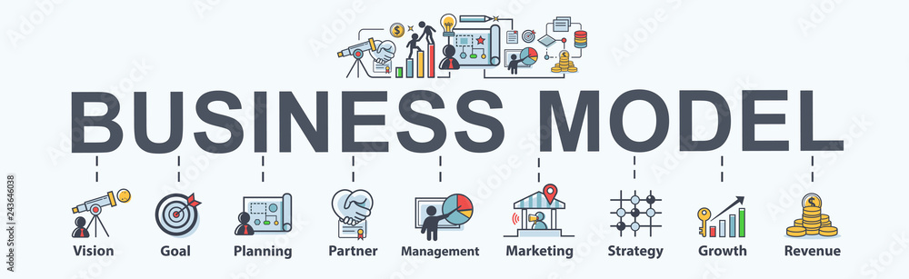 Business Model banner web icon for business and marketing, vision, goal ...
