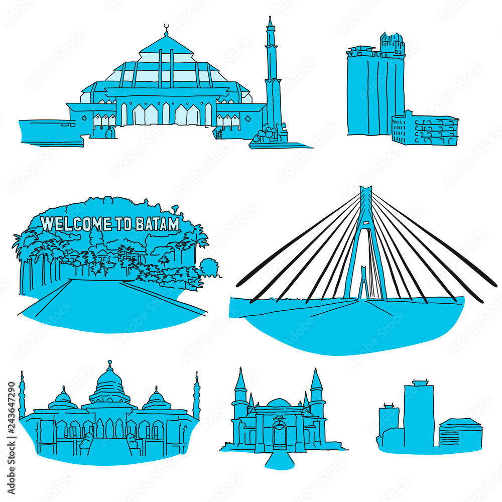 Batam hand-drawn architecture Stock Vector | Adobe Stock