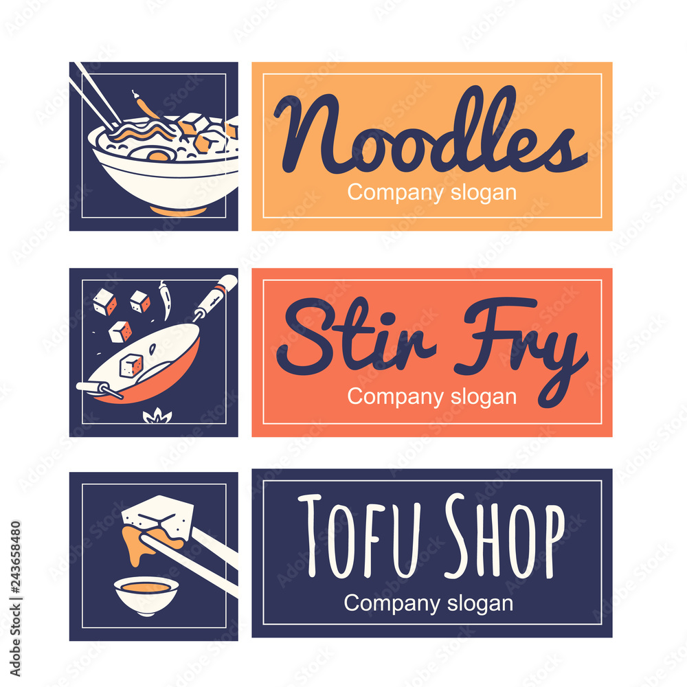 Set of restaurant and food logo vector template design with tofu dishes ...