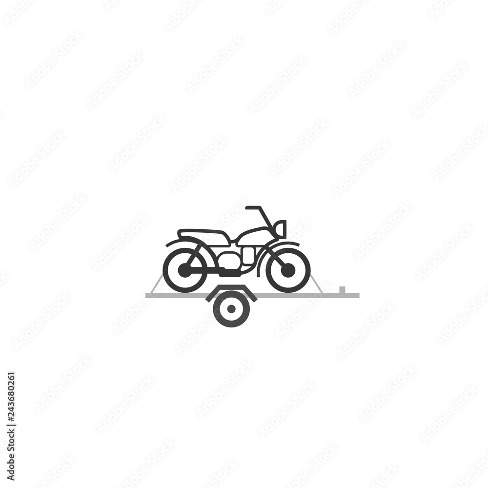Motorcycle on car trailer icon. Clipart image isolated on white ...