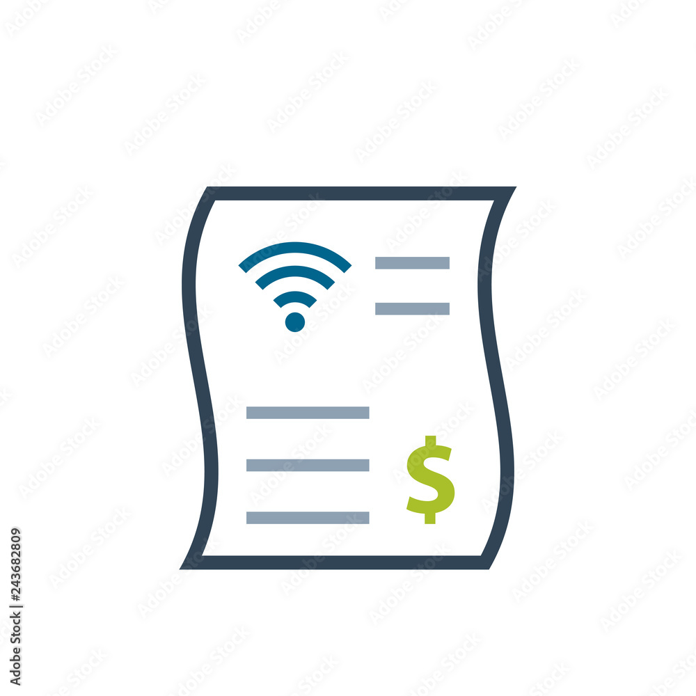 Internet bill invoice color icon. Clipart image isolated on white ...