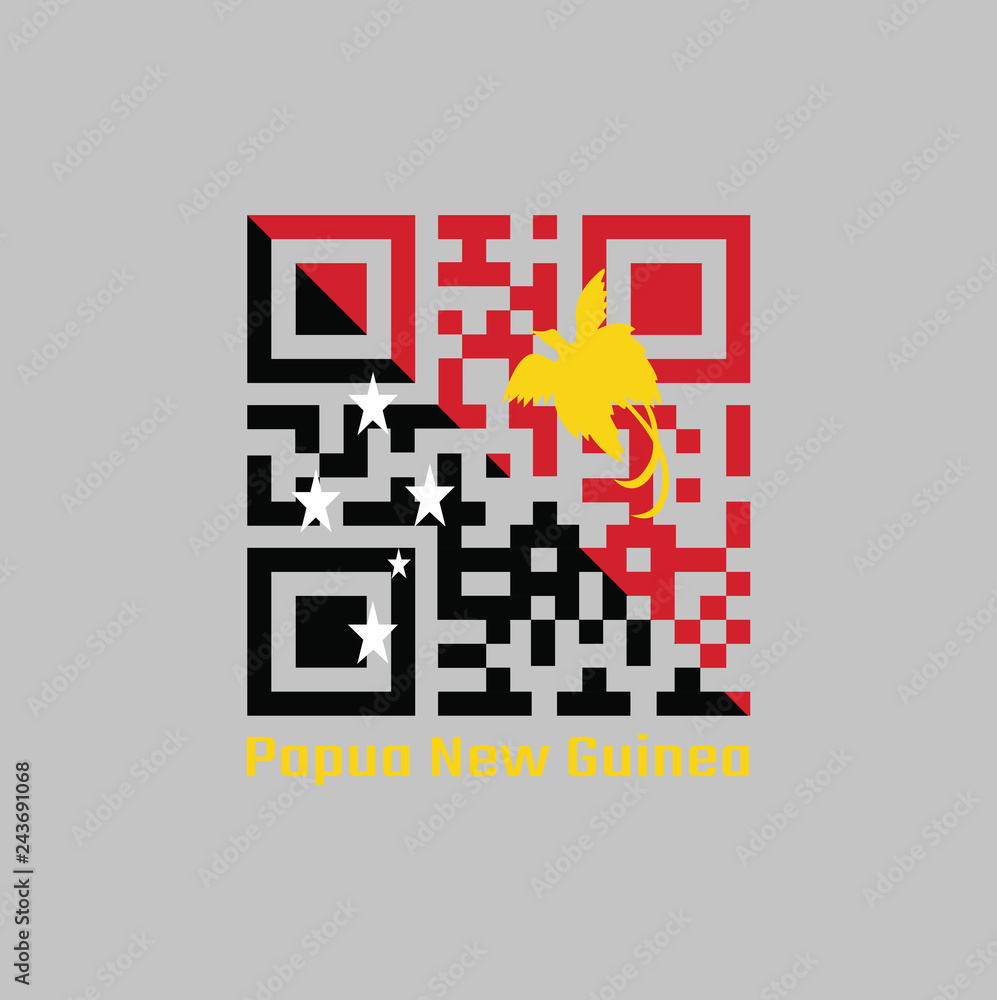 QR code set the color of Papua New Guinea flag, triangle red with the ...