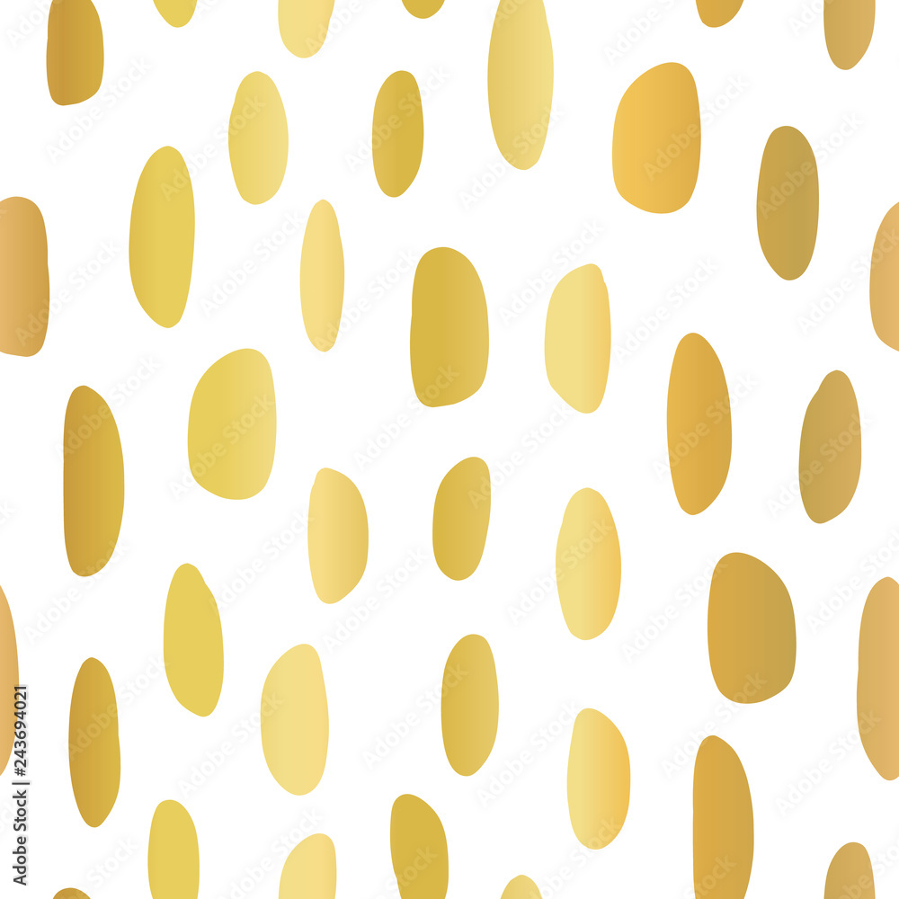 Abstract gold foil spot shapes seamless vector pattern. Shiny metallic ...