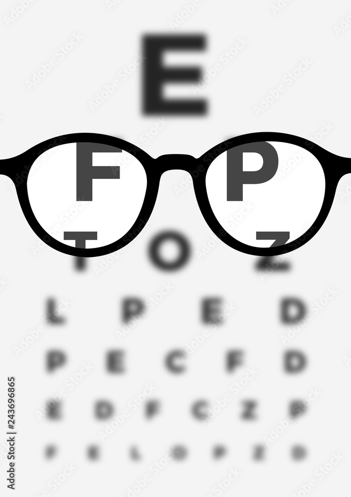 Dioptric glasses and eyeglasses during vision and eyesight test and ...