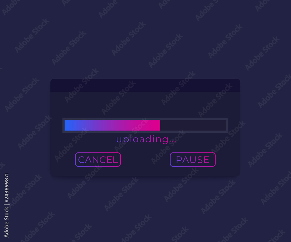 Upload window with progress bar, vector ui design Stock Vector | Adobe ...