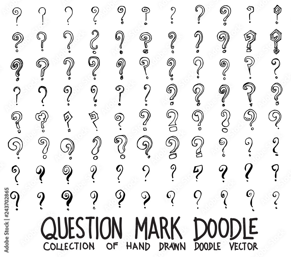 Set of Question Mark icons Drawing illustration Hand drawn doodle ...