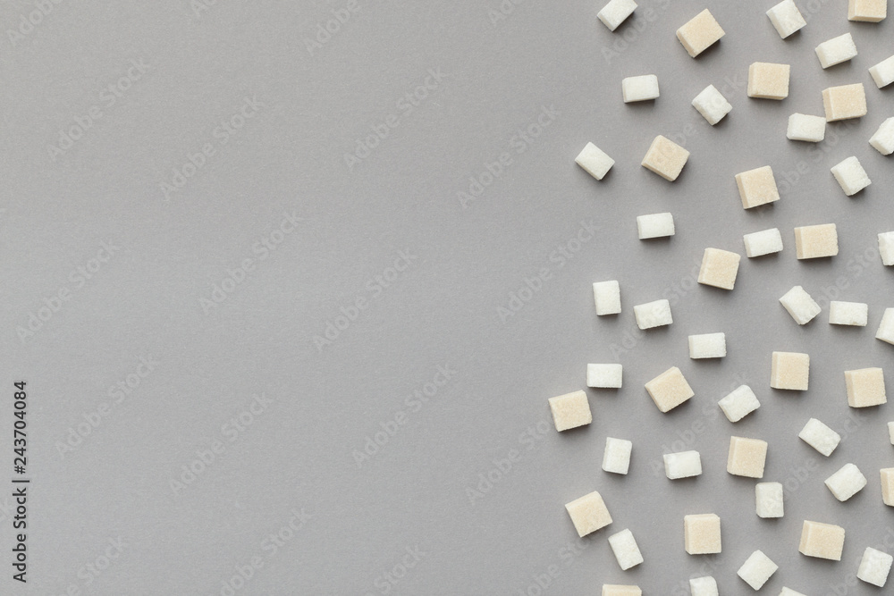 Refined white sugar pattern on gray background Stock Photo | Adobe Stock