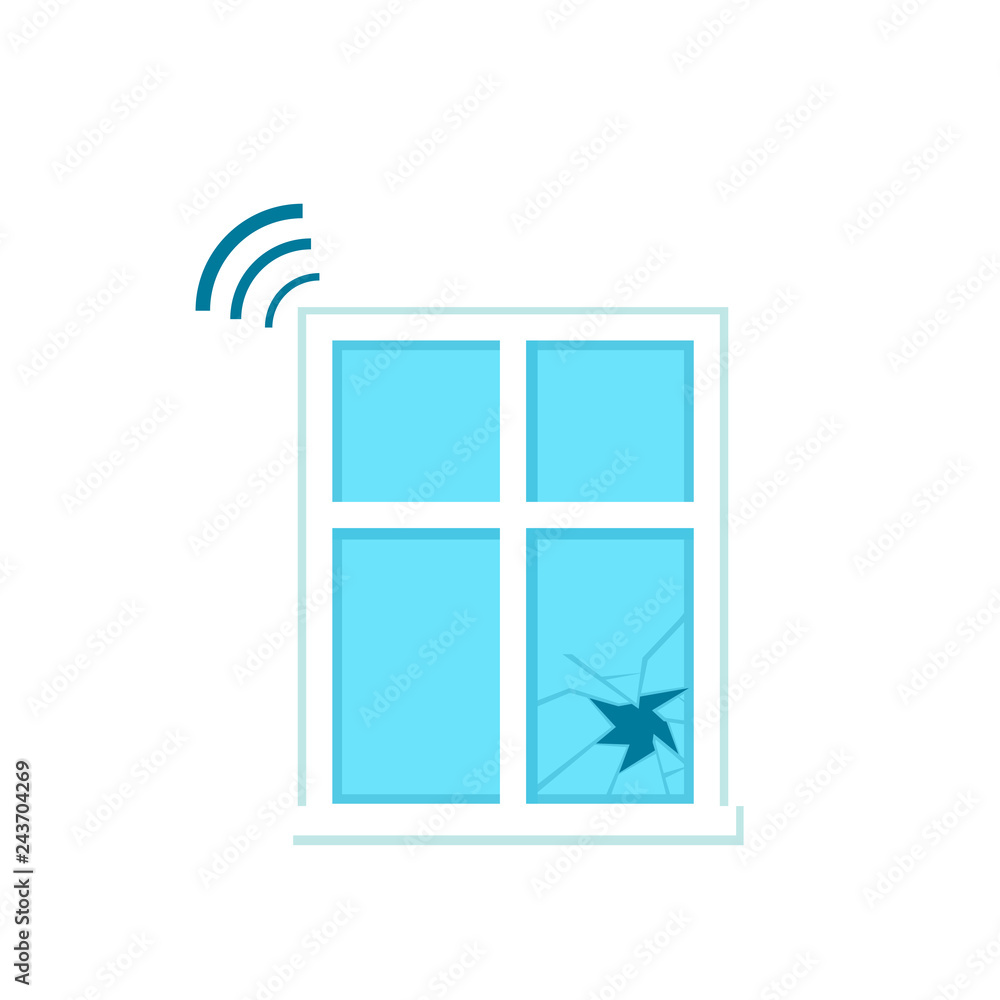 Glass break sensor icon. Clipart image isolated on white background ...