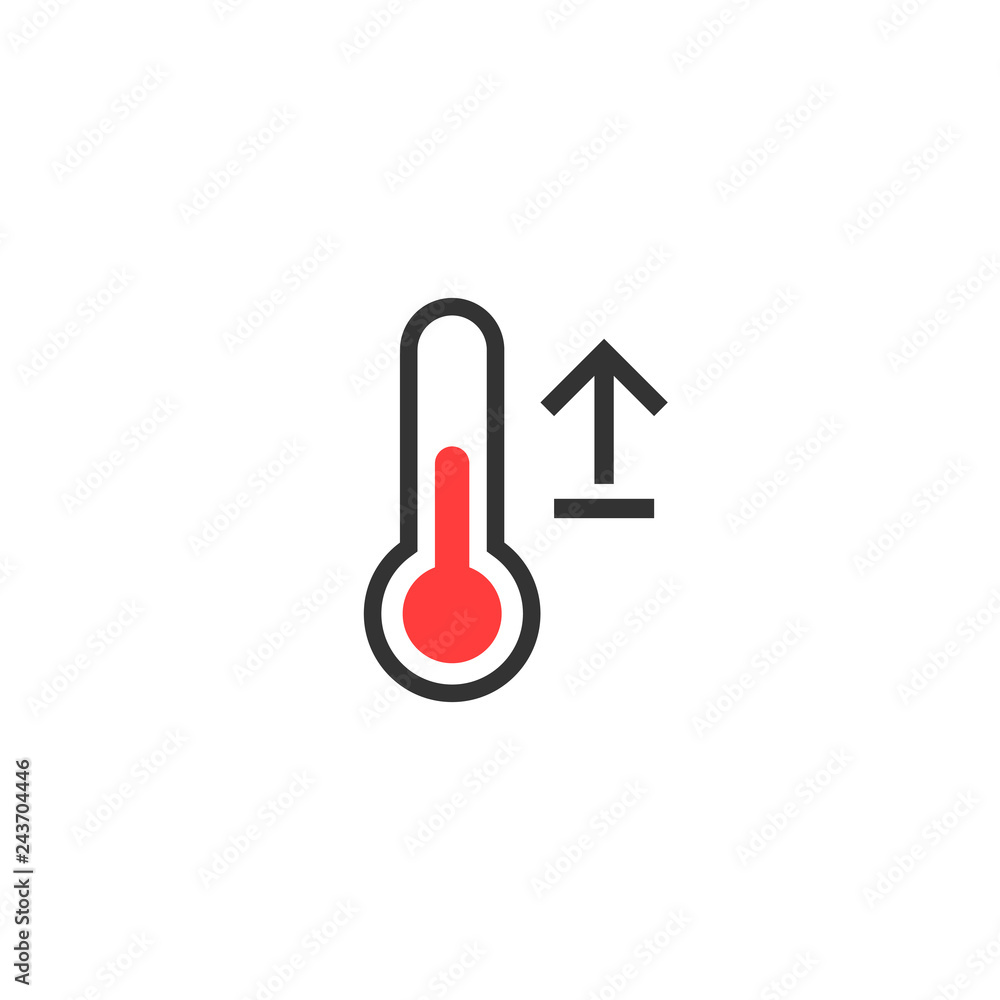 Temperature rising icon. Clipart image isolated on white background ...