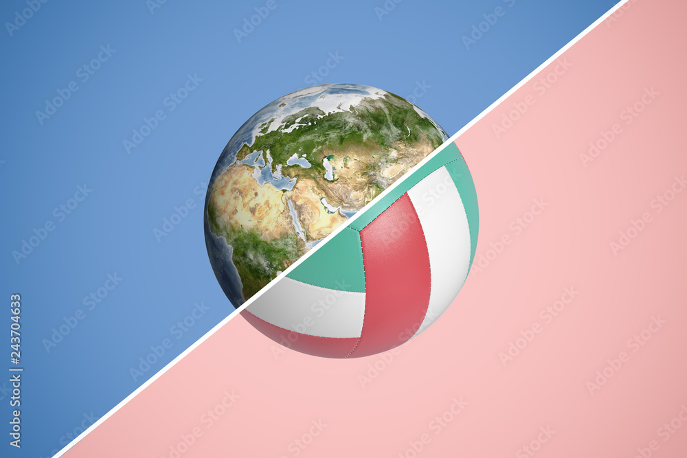 3d rendering of a sphere split into halves with a diagonal line, one ...