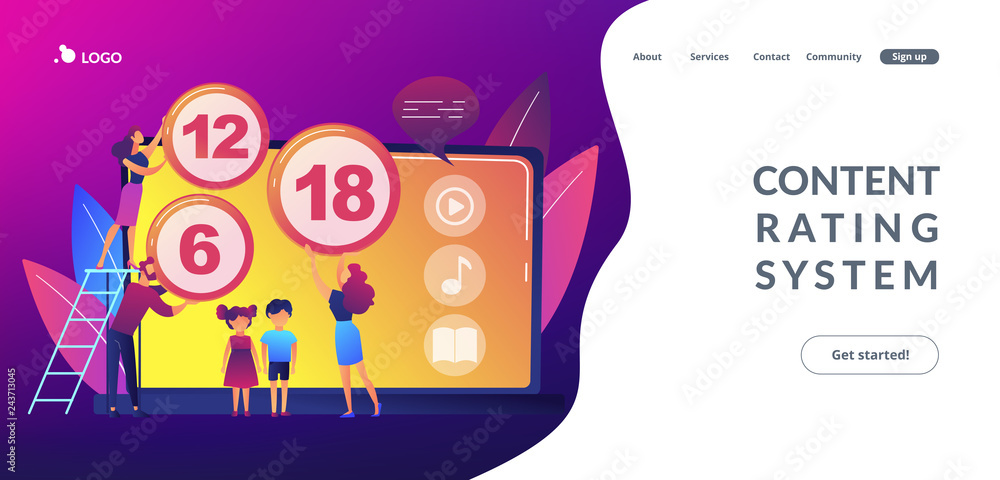 Adults rating content for children with age restriction signs. Content ...