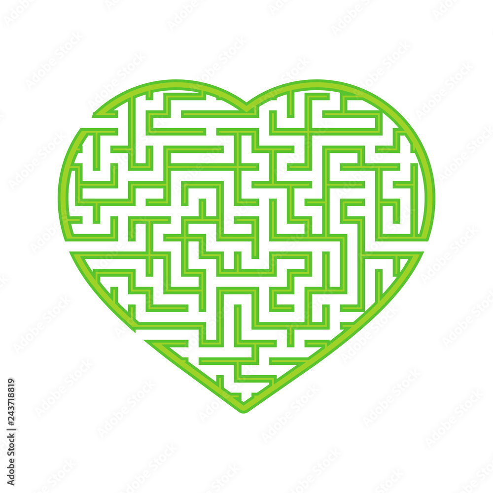 Color heart shaped labyrinth. Game for kids and adults. Find the right ...
