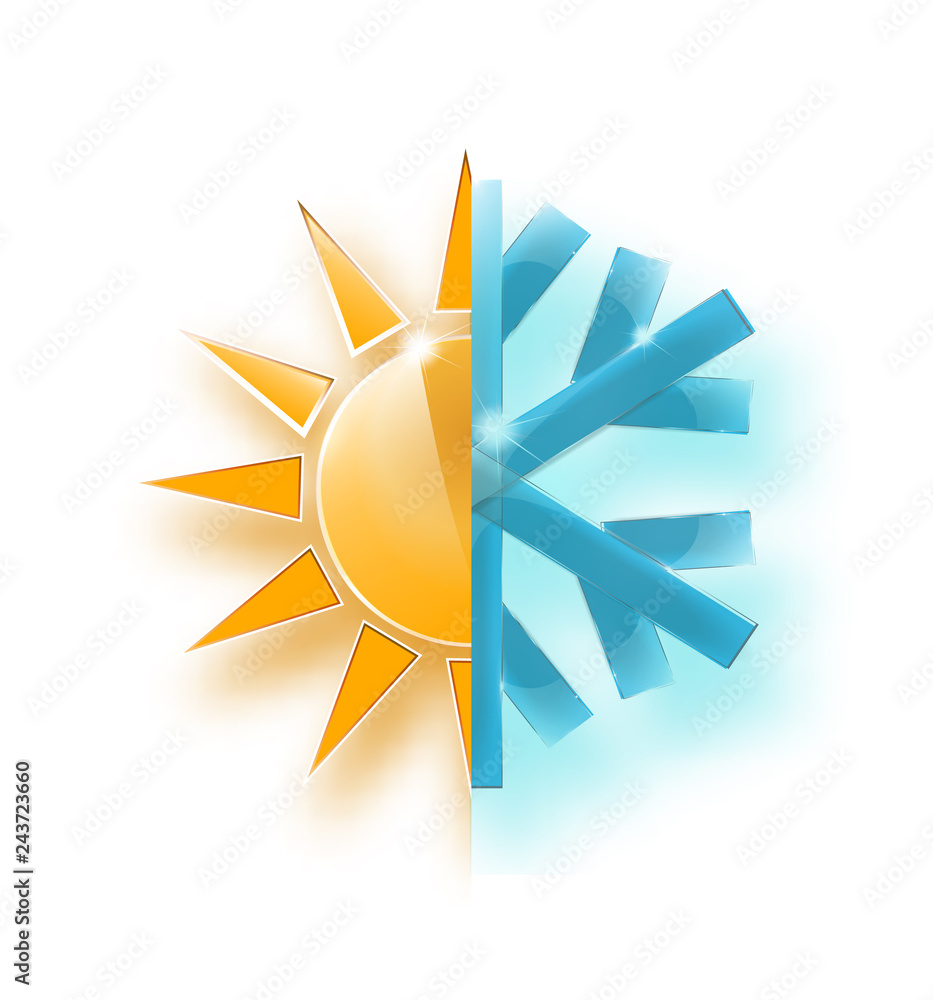heat and cold, vector illustration. showing hot or cold weather Stock ...