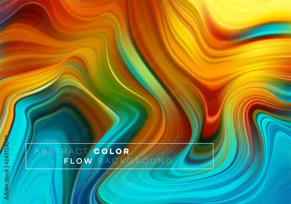 Modern colorful flow poster. Wave Liquid shape in black color ...