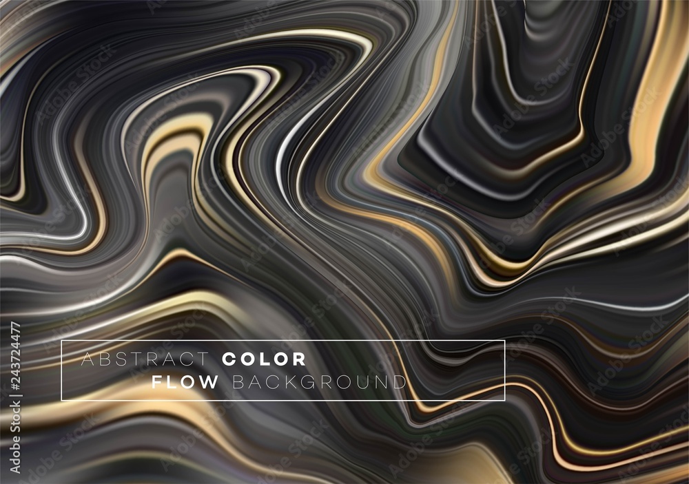 Modern colorful flow poster. Wave Liquid shape in black color ...