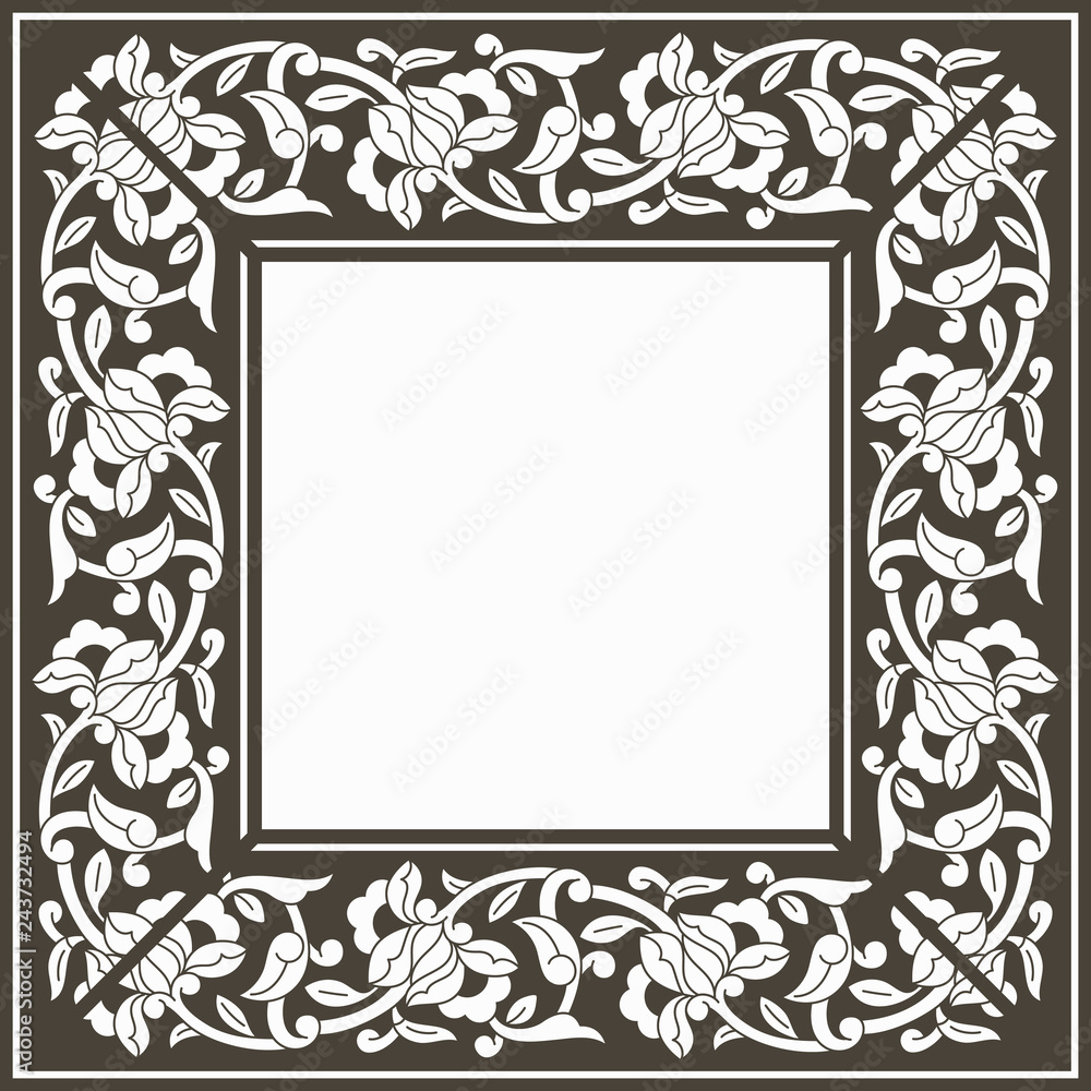 Vector frame in Islamic style, decorated with historical patterns ...