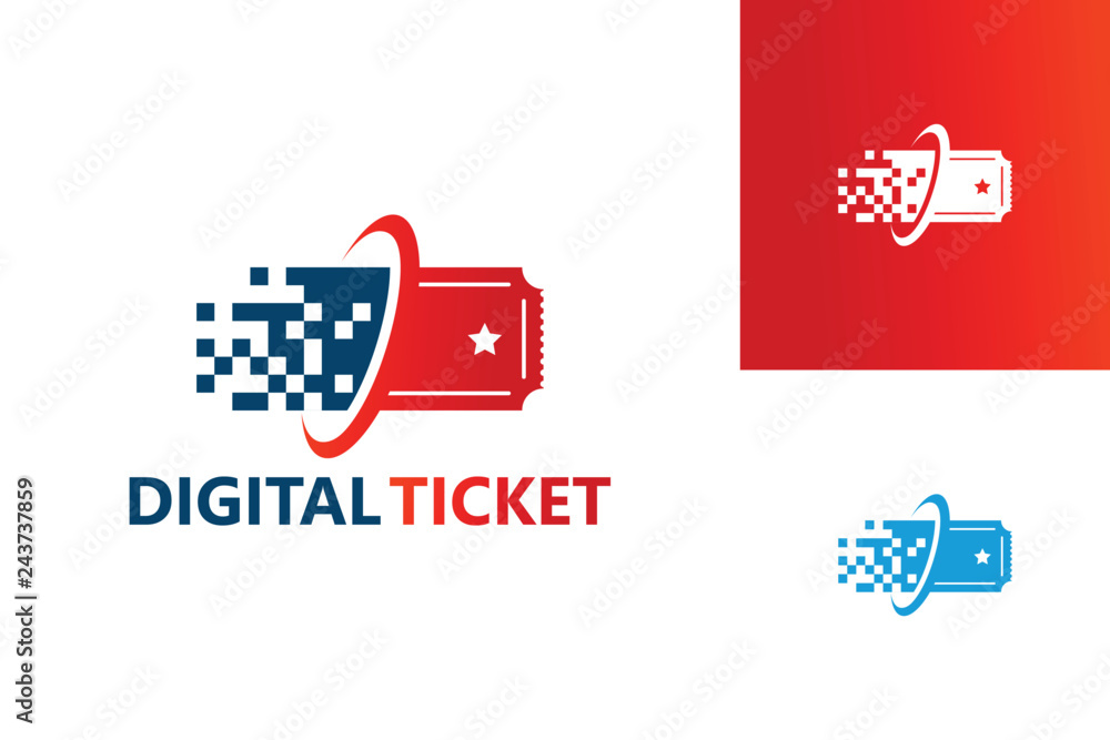 Pixel Digital Ticket Logo Template Design Vector, Emblem, Design ...