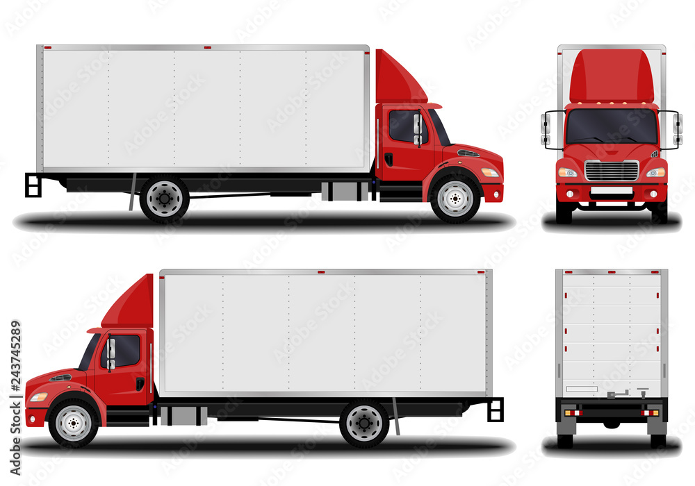 realistic truck. front view; side view; back view. Stock Vector | Adobe ...