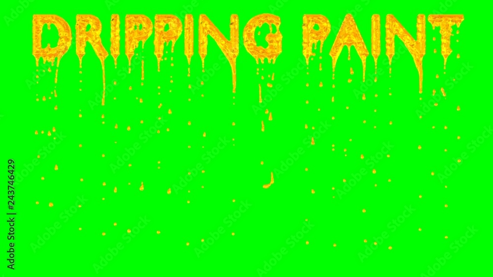 Animated dripping a lot of Gold paint or pigment or ink or melted gold from all caps text ...