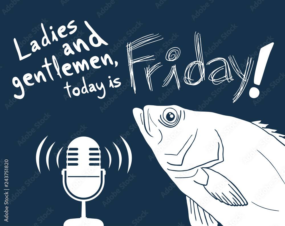 Fish and funny Friday message design Stock Vector | Adobe Stock