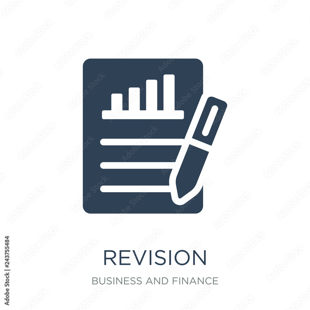 revision icon vector on white background, revision trendy filled Stock ...