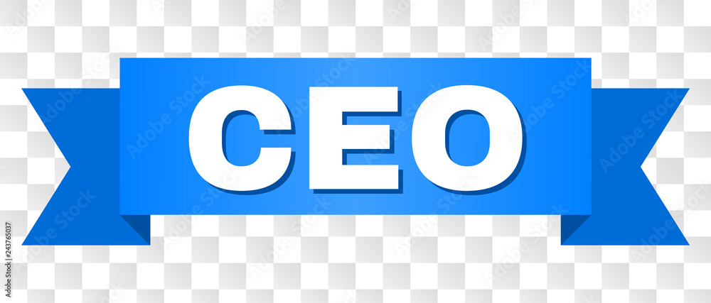 CEO text on a ribbon. Designed with white caption and blue tape. Vector ...