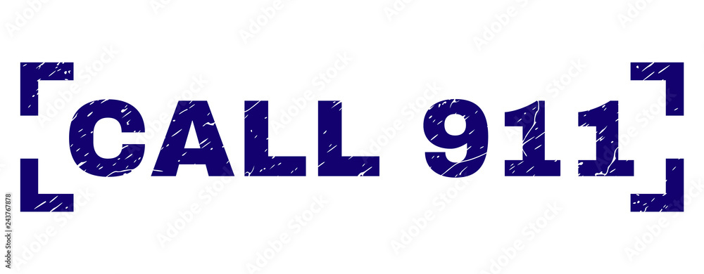 CALL 911 text seal print with distress style. Text tag is placed inside ...