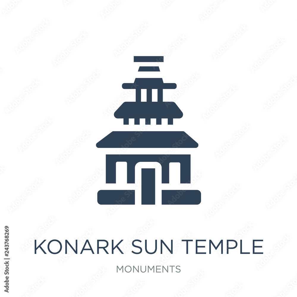 konark sun temple icon vector on white background, konark sun te Stock ...