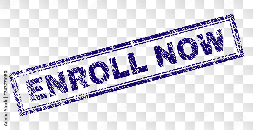 ENROLL NOW stamp seal watermark with rubber print style and double ...