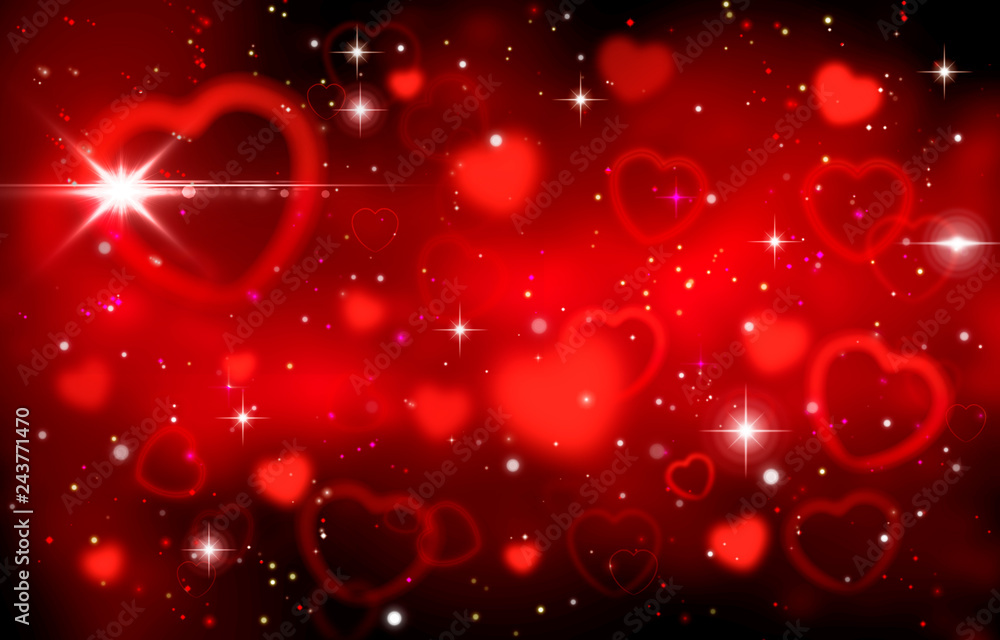 Red Love Hearts Black Background