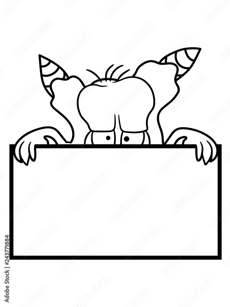 monster text feld schild verstecken alien ekelig lustig klein comic ...